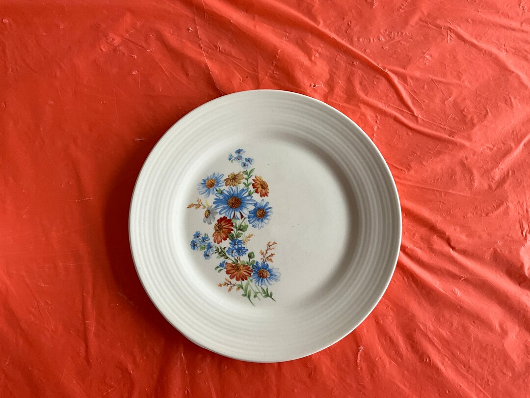 Triumph-american Limoges - ‘blue Daisy’ Patterned Dinnerware - Ridged ...