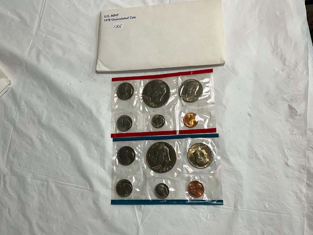1978-UNCIRCULATED Mint Coin Set-incl Dollar, Half Dollar, Quarter, Dime ...
