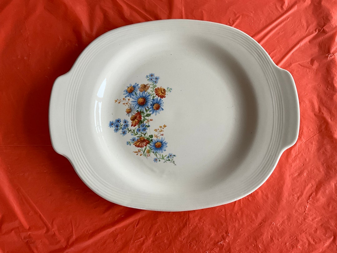 Triumph-american Limoges - ‘blue Daisy’ Patterned Dinnerware - Ridged ...
