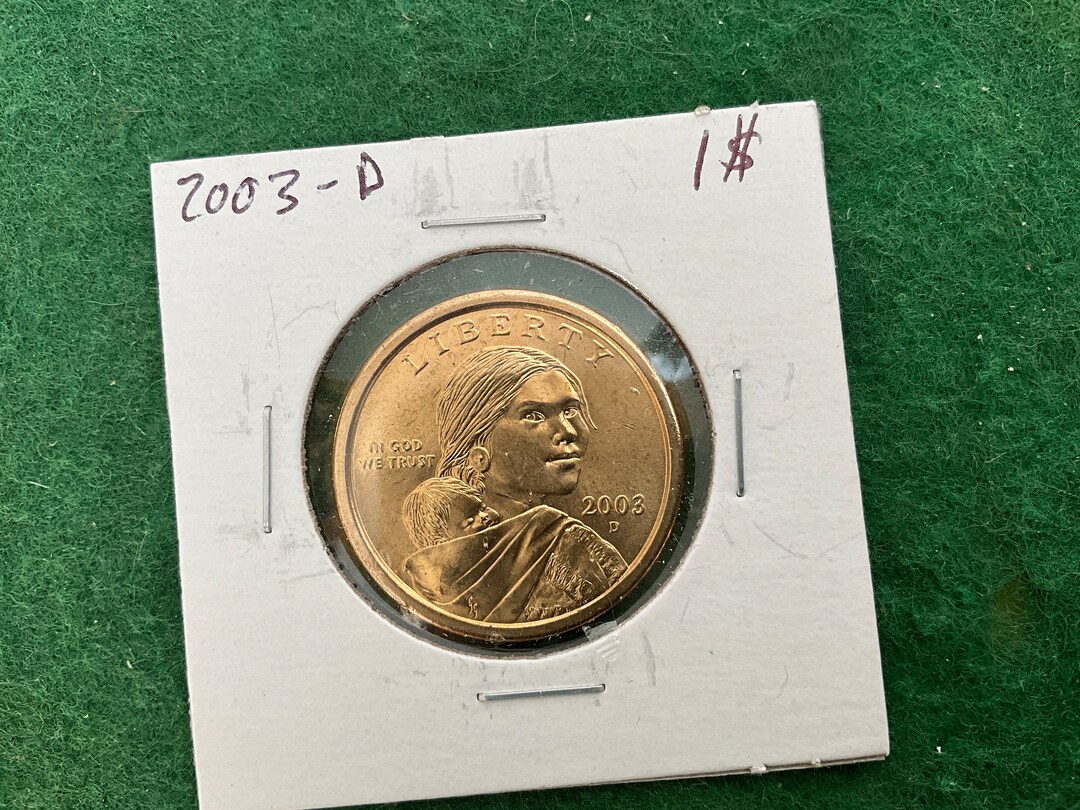 2003-D - Goldtone Sacagawea One Dollar Coin - No 16345 - in a ...