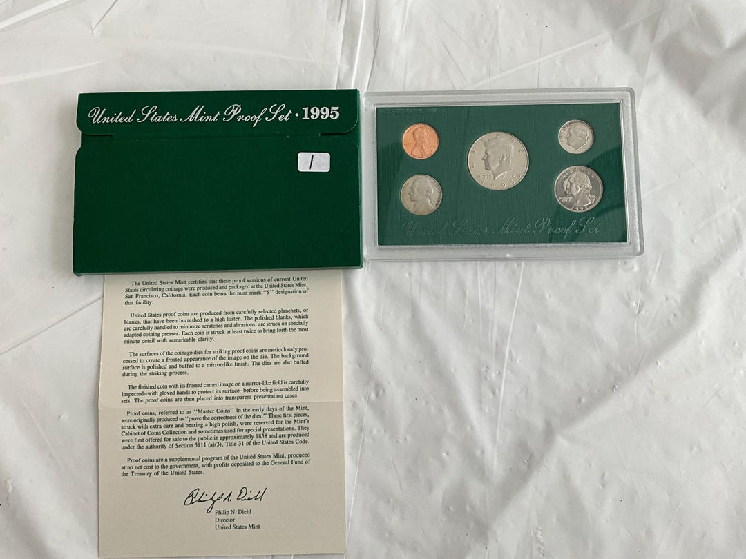 1995 US Mint Proof Coin Set-incl Kennedy Half, Quarter, Dime, Nickel ...