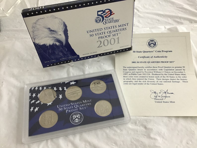2001 US Mint 50 State Quarters Proof Coin Set-incl 5 States - Etsy