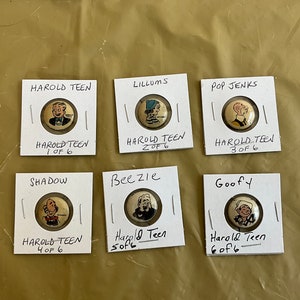 Kellogg’s Pep Pins - 1945-1946 - Complete Set of 6 - Comic ‘harold Teen ...