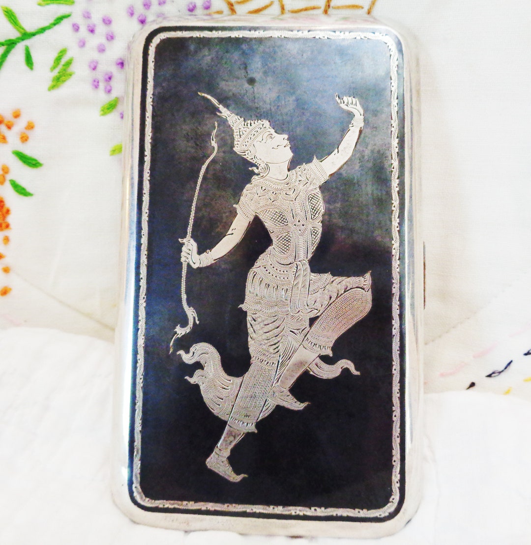 Vintage Siam 939 Sterling Silver Cigarette Case Thainakon Handmade in ...