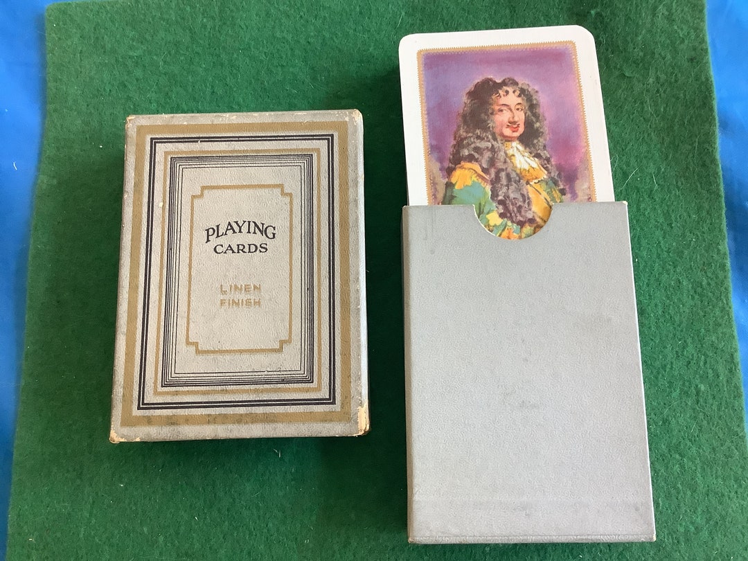 Deck of Linen Finish Playing Cards - Backs Display a Portrait of a Man ...