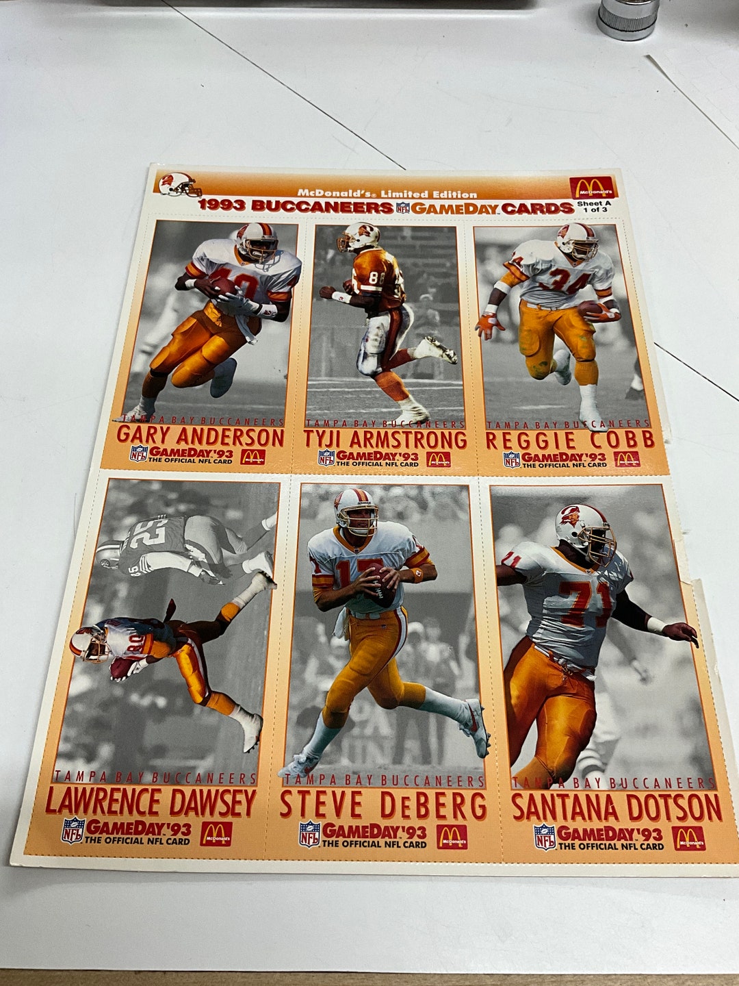 1993 Tampa Bay Buccaneers Gameday Cards Set 1,2, and 3 Mcdonalds ...