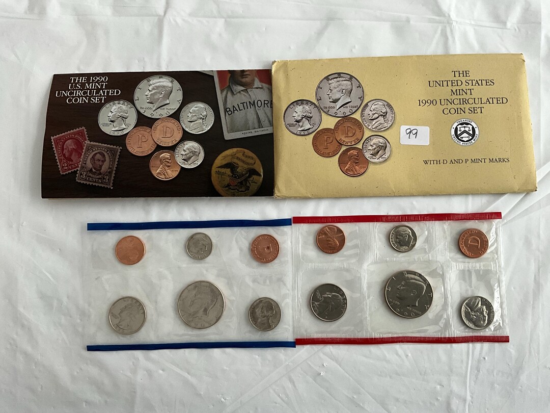 1990-UNCIRCULATED US Mint Coin Set-incl Half, Quarter, Dime, Nickel ...