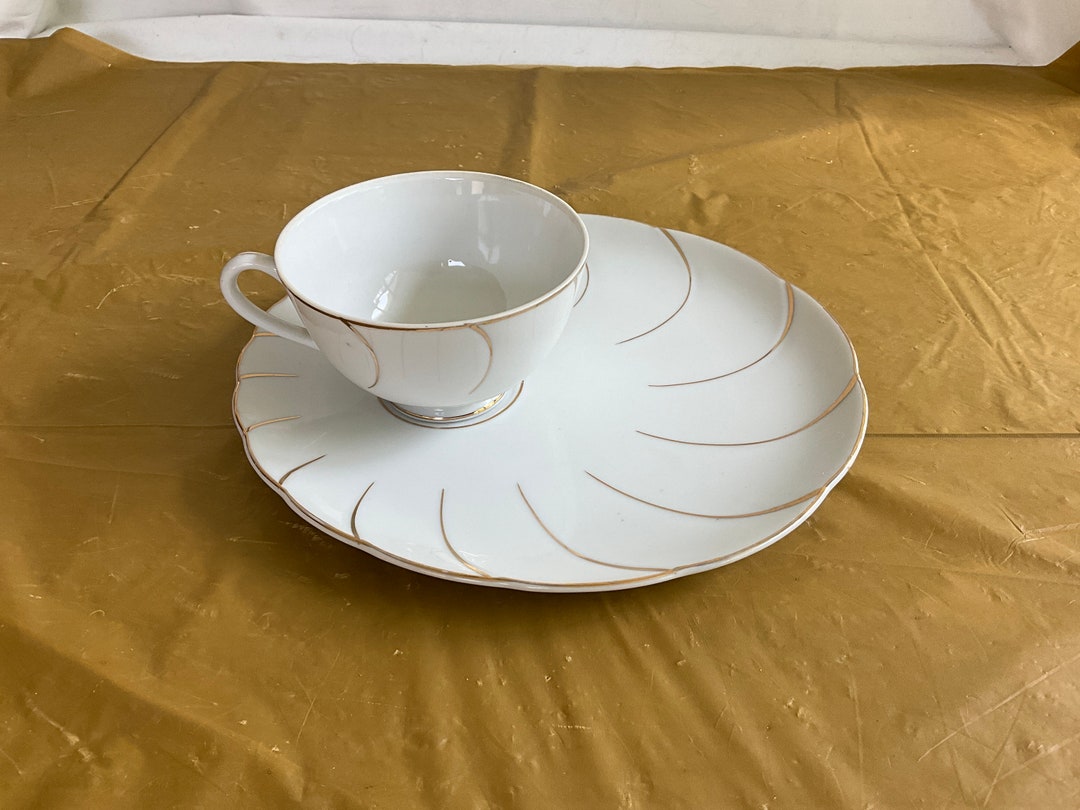 White Porcelain ‘tea and Tidbits’ 2-piece Set- Incl Dainty Teacup W ...