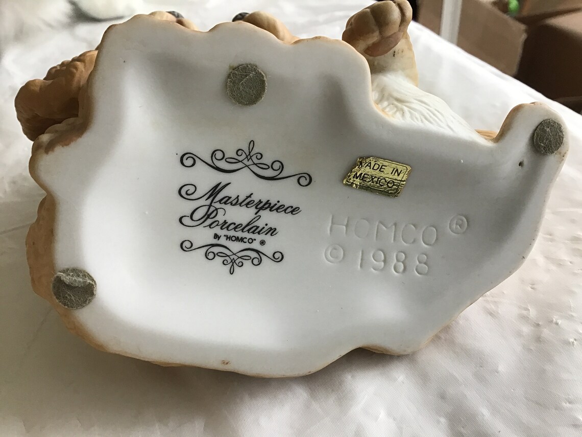 1988 - Masterpiece Porcelain by Homco - 4”T X 4.75”W Twin Brown and ...