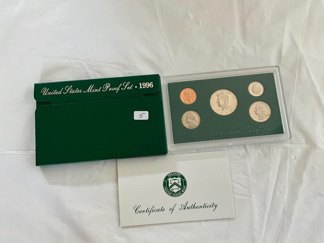 1996 United States Mint Proof Coin Set-incl Kennedy Half, Quarter, Dime ...