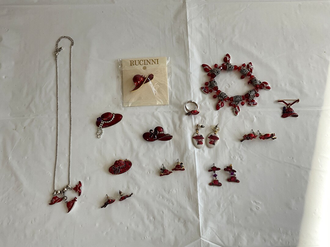 Collection of Red Hat Society Costume Jewelry - Includes Necklace ...