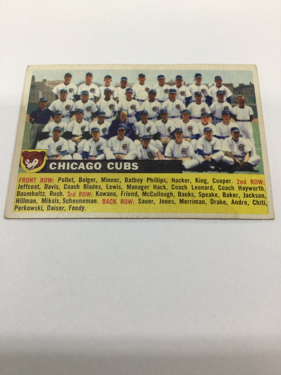 1956 Topps Chicago Cubs Team Card, Card No 11, Vintage Baseball Card - Etsy