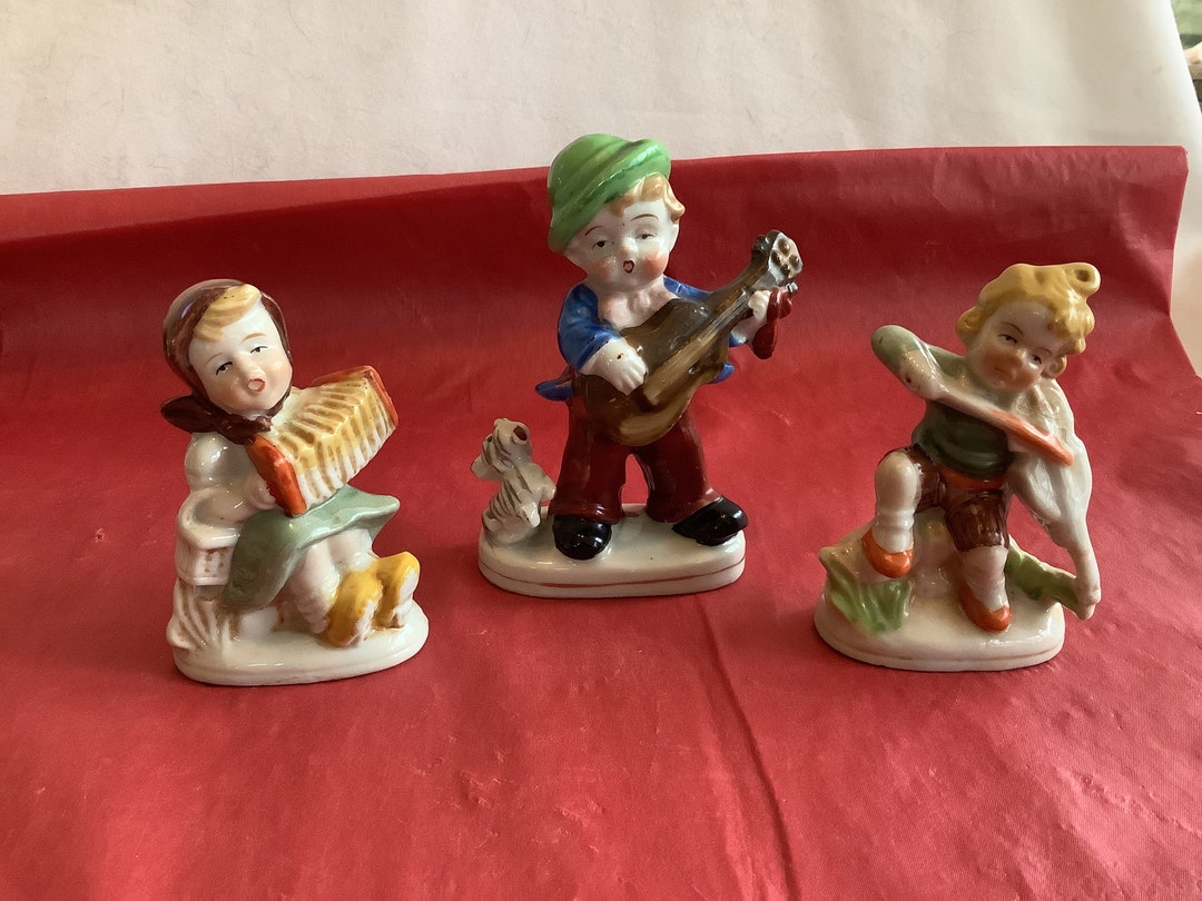 Collection of 3 - Ceramic Figurines Featuring Children Playing Musical ...