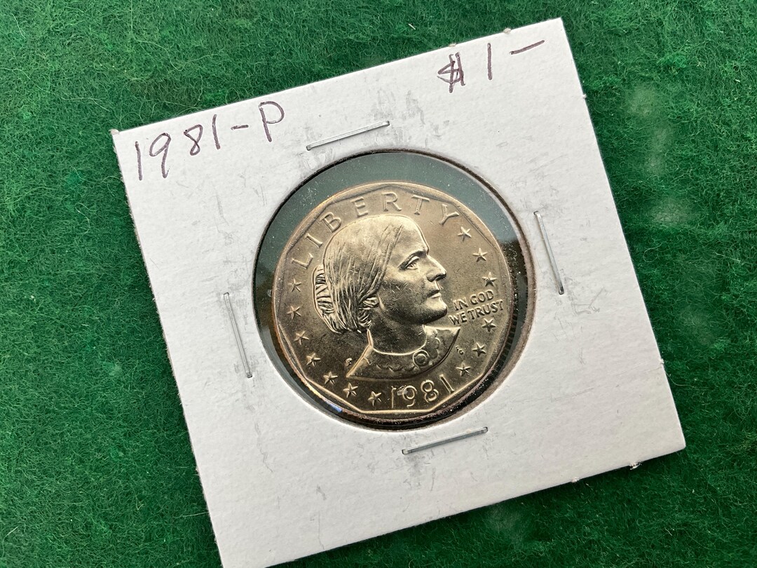 1981-p-susan B Anthony One Dollar Coin - No 17368 - in a Protective 2x2 ...