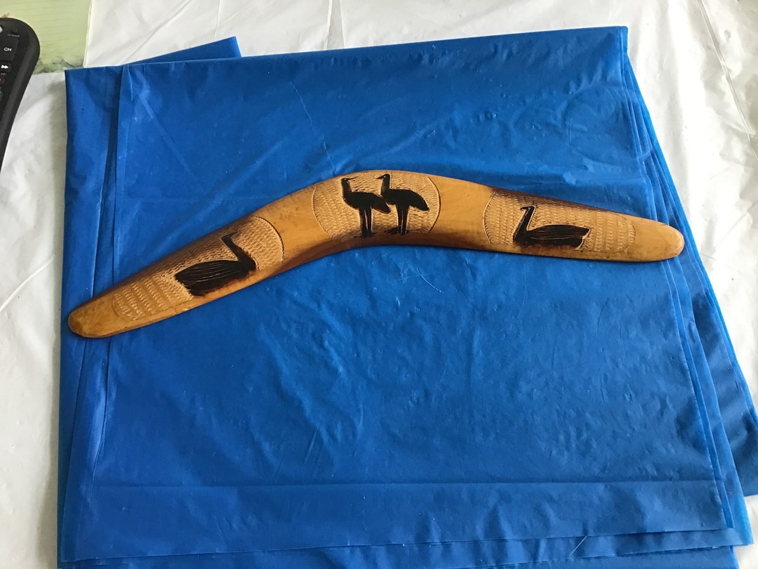 Beautiful Hand Carved Wooden Boomerang - Displaying Embossed Australian ...