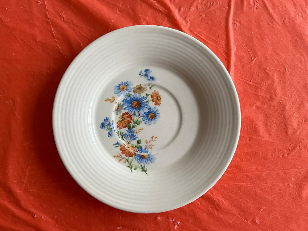 Triumph-american Limoges - ‘blue Daisy’ Patterned Dinnerware - Ridged ...
