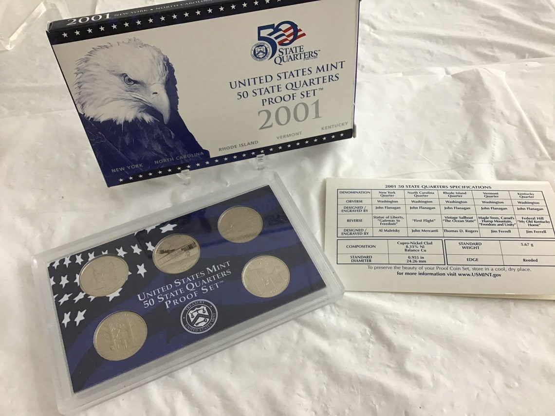 2001 US Mint 50 State Quarters Proof Coin Set-incl 5 States - Etsy