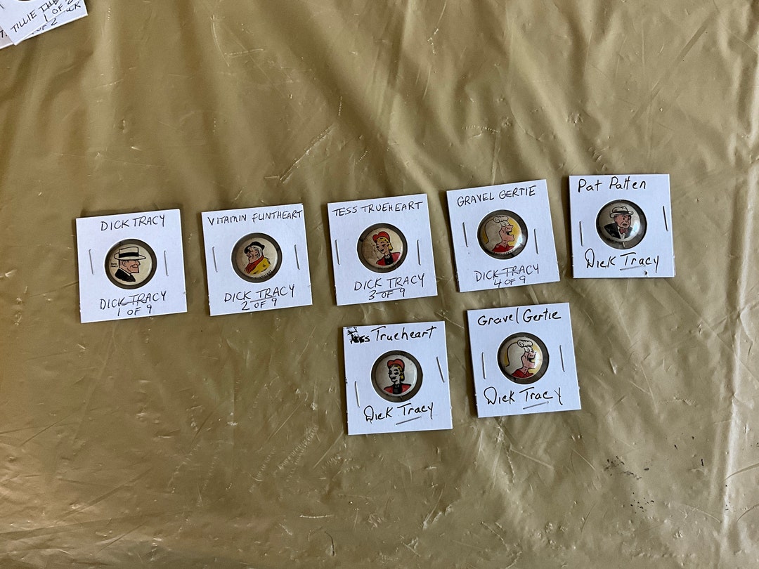 Kelloggs Pep Pins 1945-1947 Lot of 7-comic dick Tracyincl Dick Tracy ...