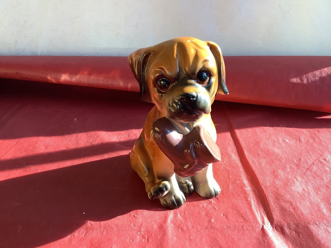 Ceramic - Boxer Puppy Who Has Discovered His Owner’s Boot - Adorable ...