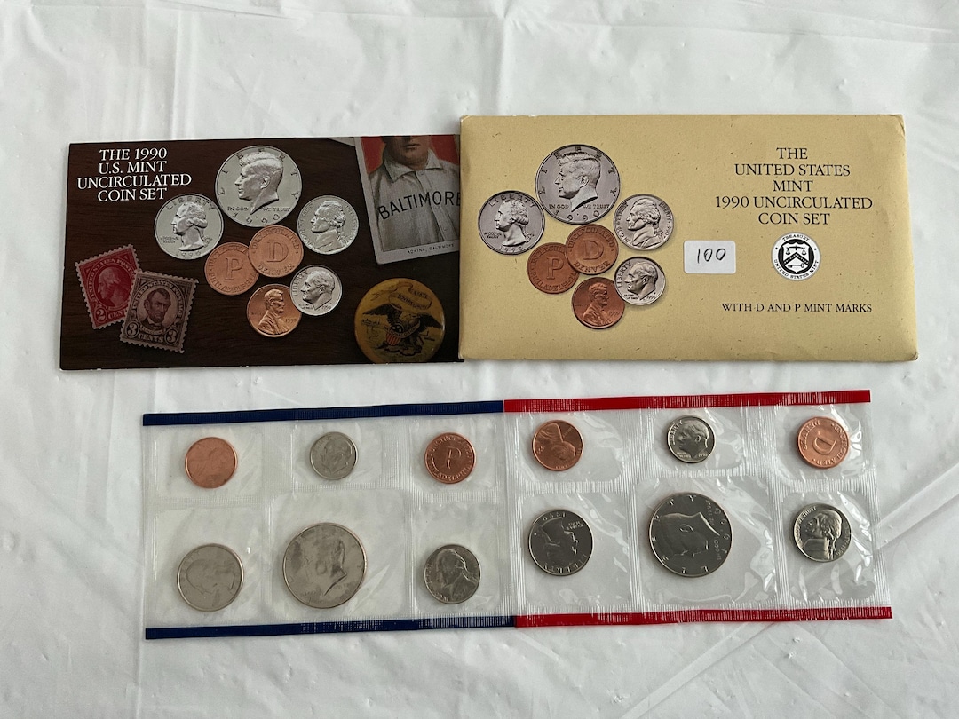 1990-UNCIRCULATED US Mint Coin Set-incl Half, Quarter, Dime, Nickel ...