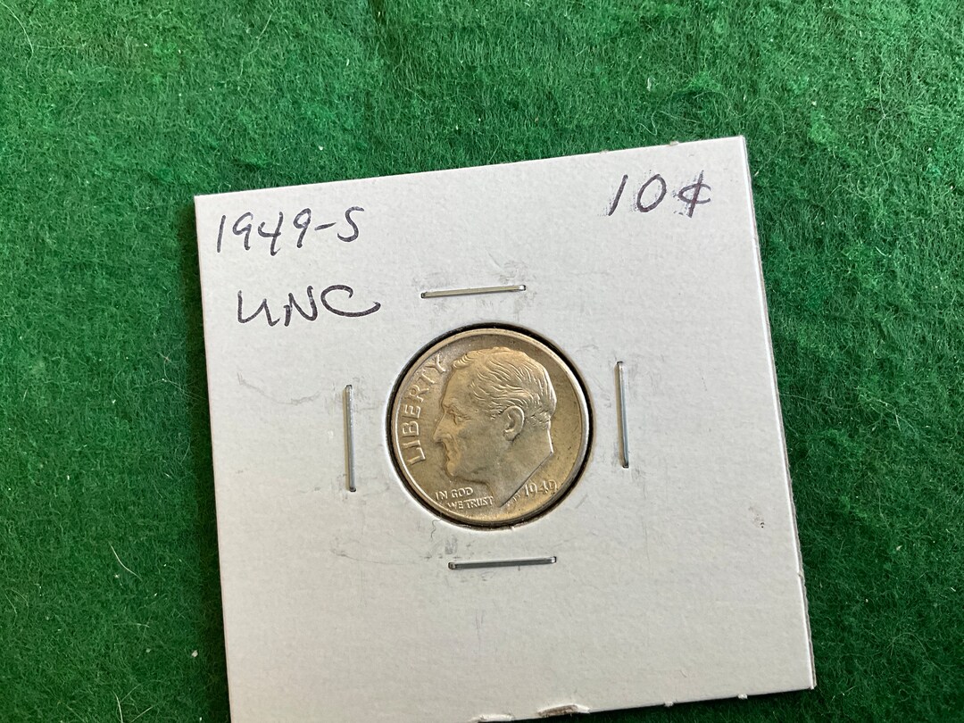 1949-S UNCIRCULATED - Roosevelt Dime - Coin No 15023 - in a Protective ...