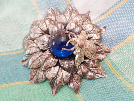 Vintage Signed Joseff of Hollywood Silver Plated Blue… - Gem