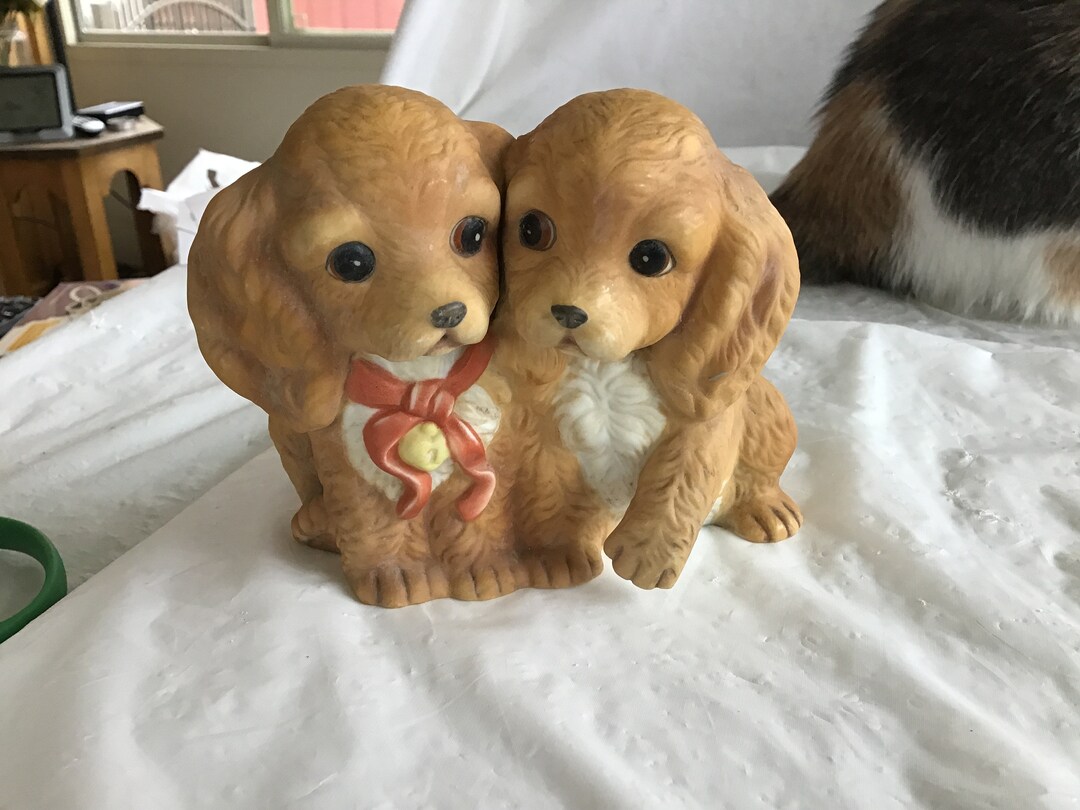 1988 - Masterpiece Porcelain by Homco - 4”T X 4.75”W Twin Brown and ...