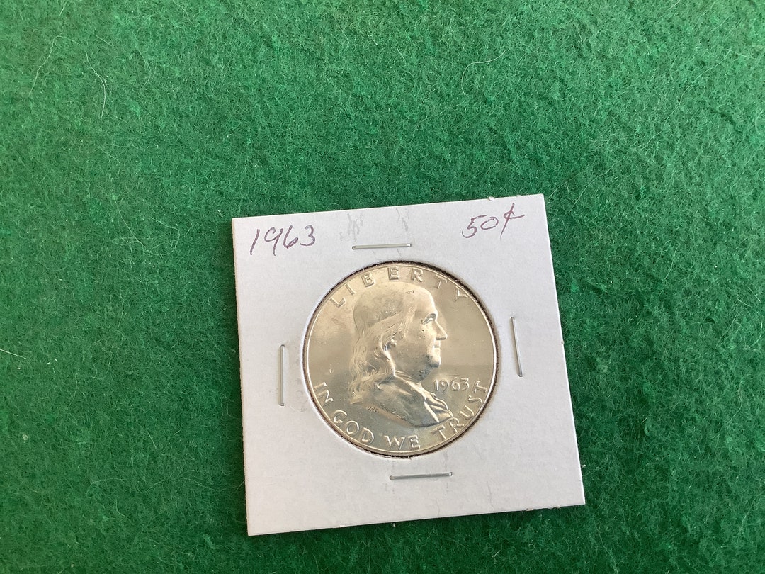 1963 - Benjamin Franklin Half Dollar Coin - No 12651 - in a Protective ...