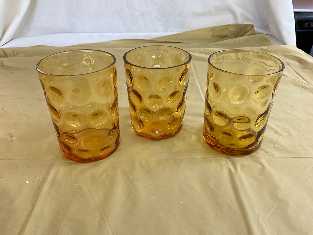 3 Dimpled Thumbprint 6 Fl Oz Drinking Glasses - Jeweltone Shades of ...