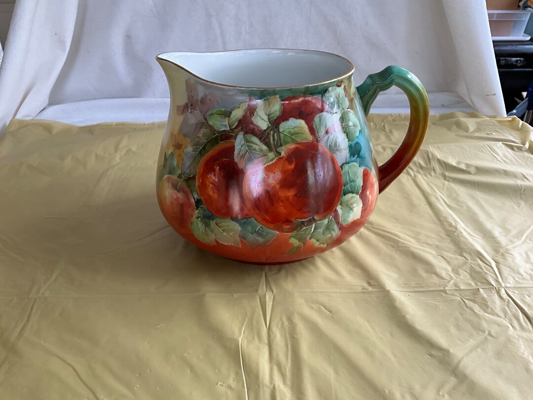 Gorgeous - Limoges France - Hand Painted Apple Design Cider Pitcher ...