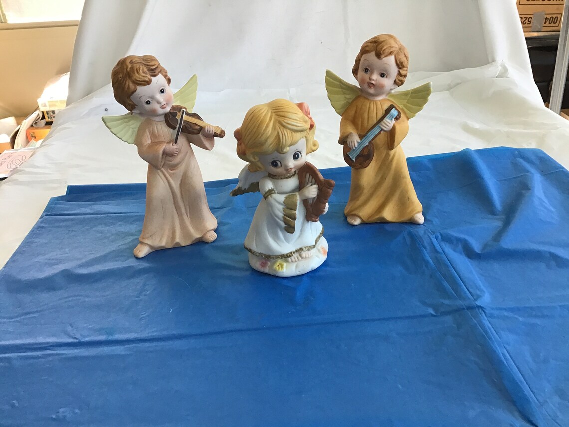 Another Trio 3 Child Angels Playing Musical Instruments - Etsy