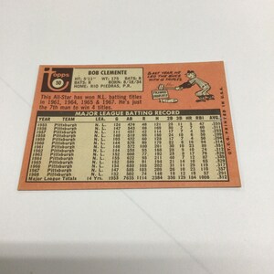 1969 Topps Baseball Bob Clemente, Card No. 50, Pittsburg Pirates ...