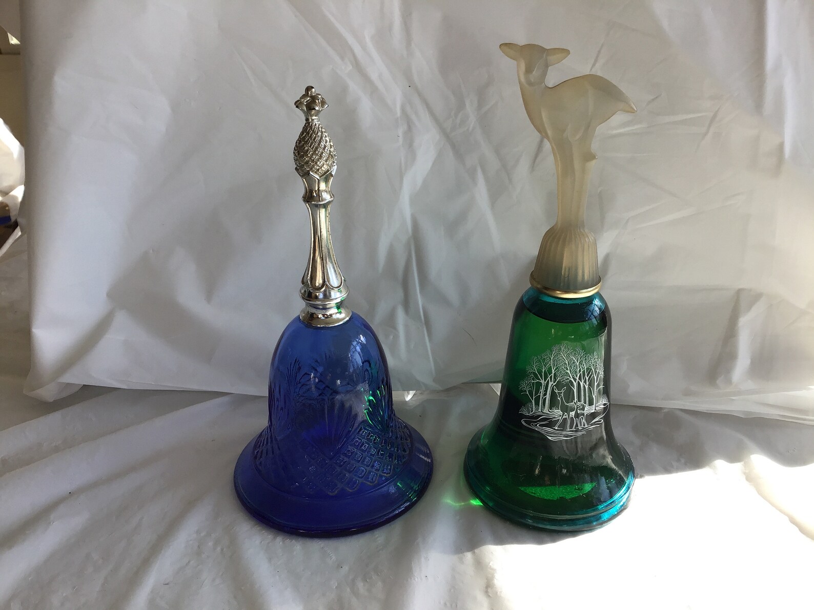 Pair - Collectible Avon Bell-shaped Decanters - Cobalt Blue W ...