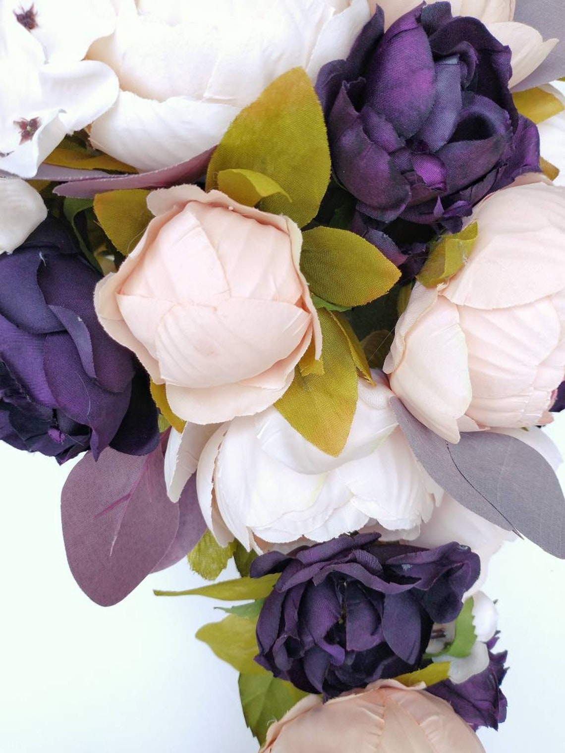 Plum and Blush Cascading Bridal Bouquet Plum Purple Wedding | Etsy