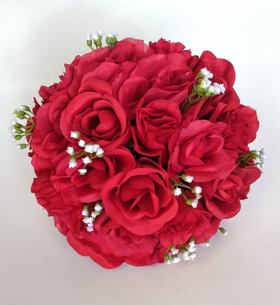 Red Bouquet, Red Rose Wedding Flowers, Bouquet With Baby's Breath, Red ...