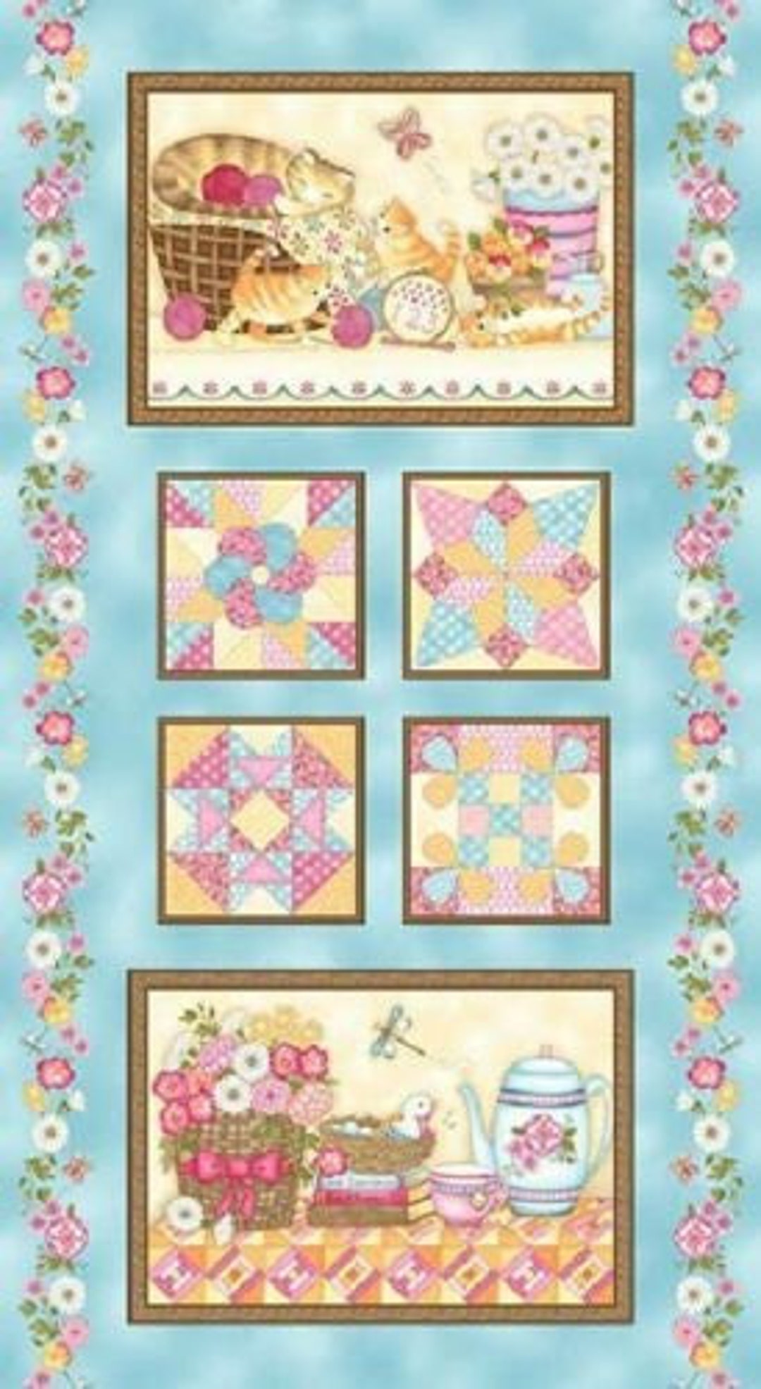 1 Panel 24 X 43 Peaceful Pastimes by Jacquelynne Steves for Henry Glass ...