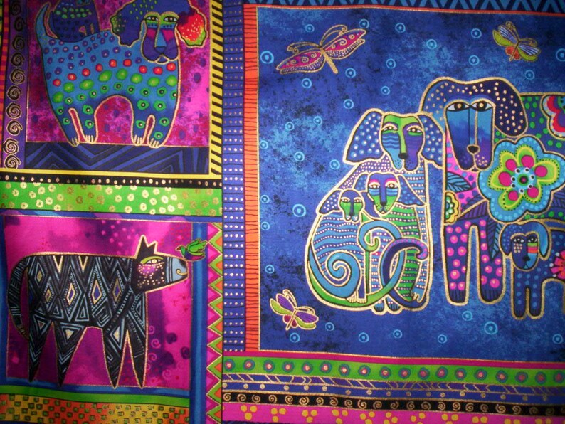 1 Panel DOGS AND DOGGIES Laurel Burch Clothworks Fabric Cotton - Etsy