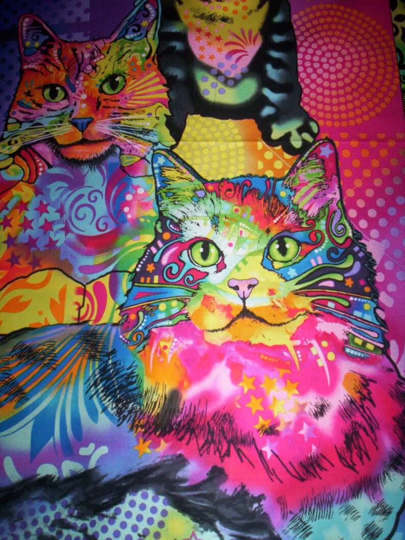 1 Panel Crazy for Cats Kitty Power by Dean Russo for Sykel Ent - Etsy