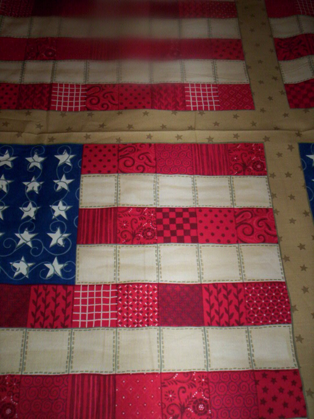 1 Panel Sew America by Deb Strain for Moda Fabrics Tea Dyed Tan White ...