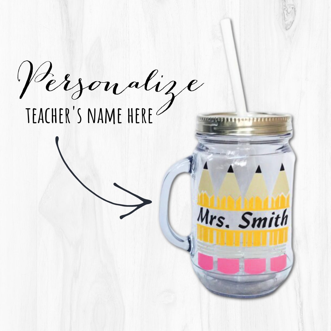 Personalized Teacher, Daycare Provider Mason Jar Cup With Lid and Straw ...