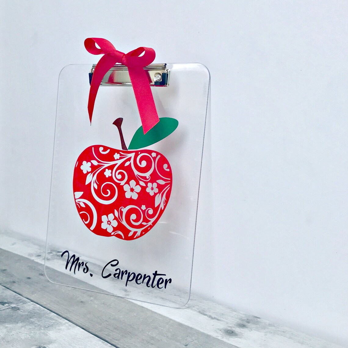 Personalized Teacher Clipboard With Last Name and Apple for Teacher ...