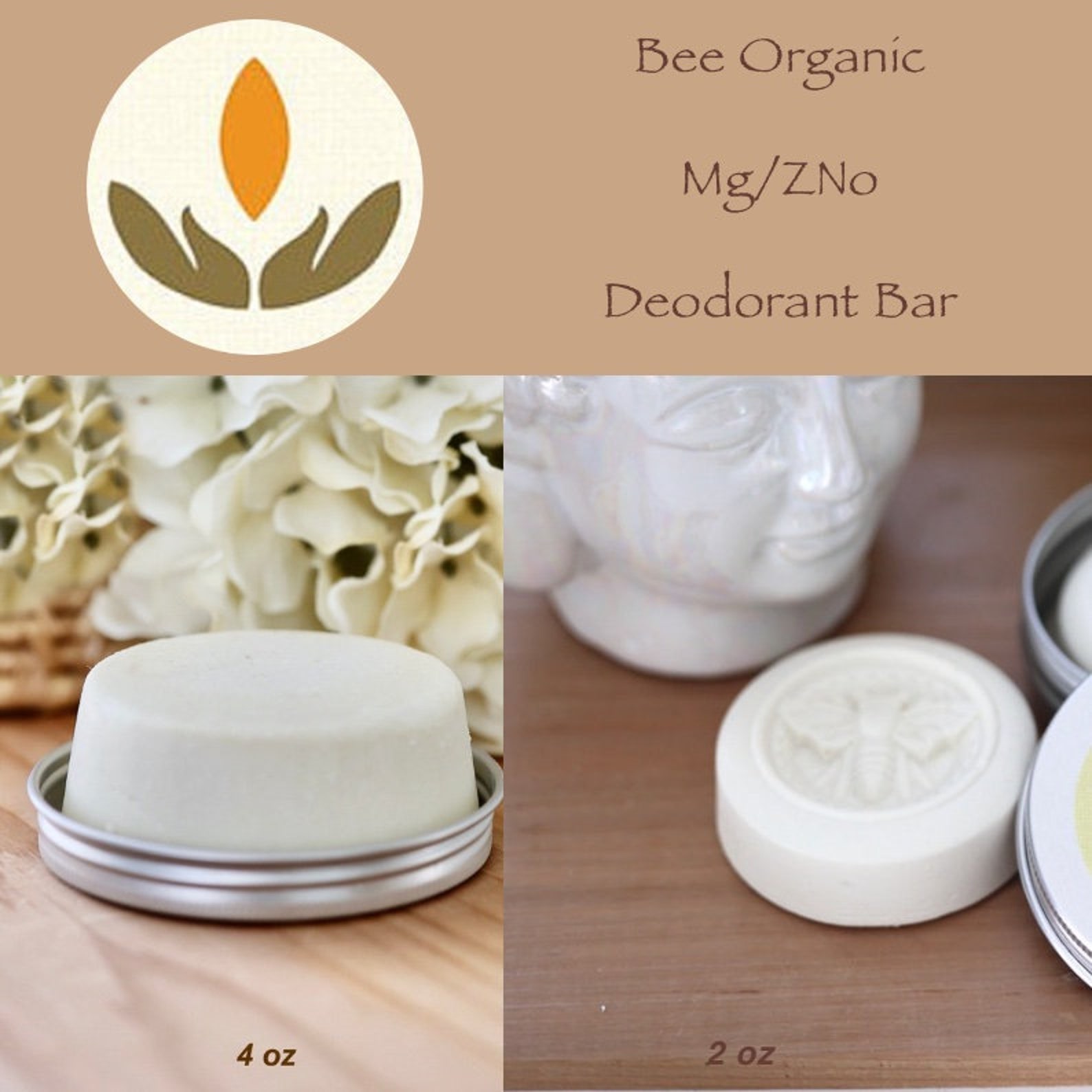 Bee Organic Mg/zno Deodorant Bars Zero Waste No Melt | Etsy