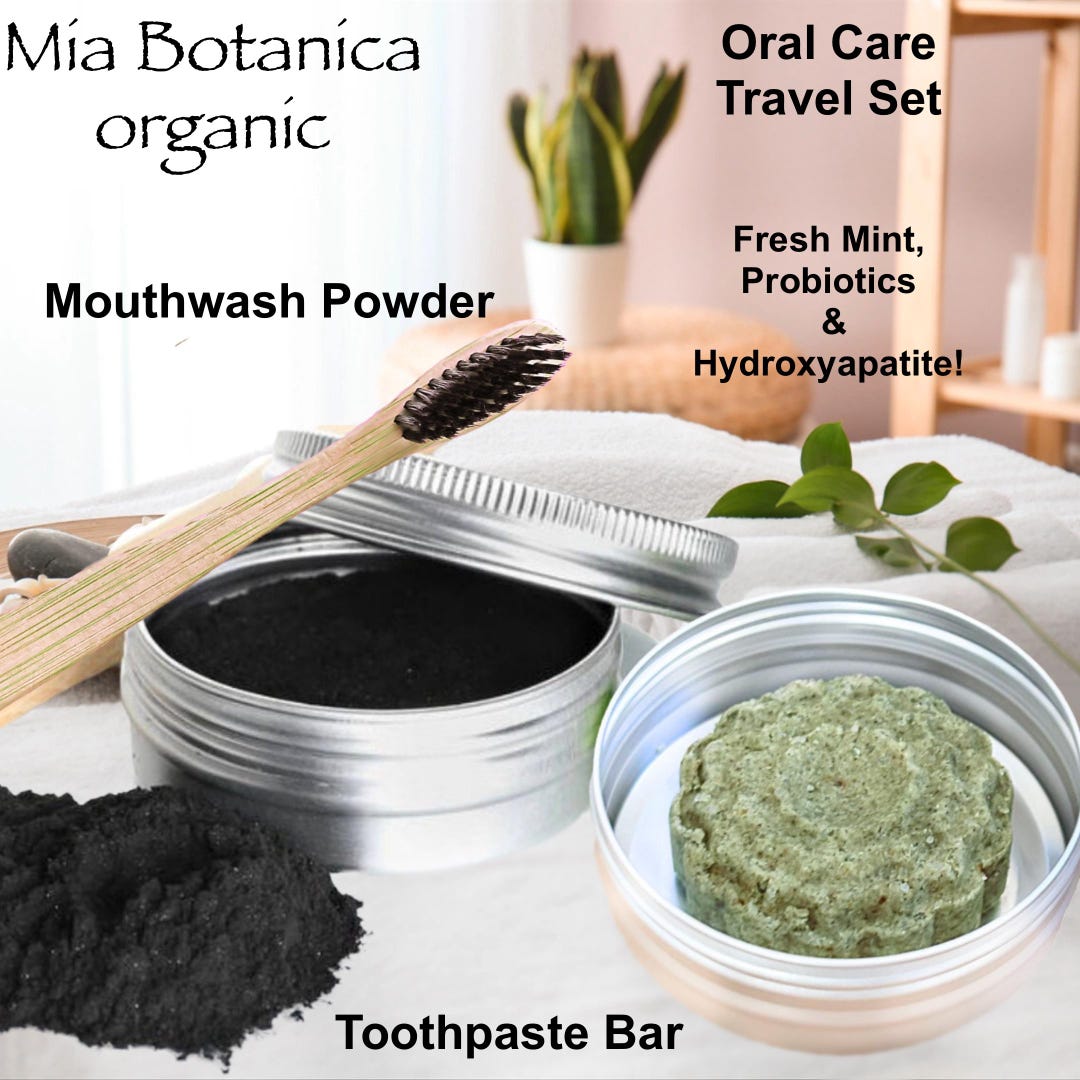 Toothpaste Bar and Mouthwash Powder Set W. Hydroxyapatite Long-lasting ...
