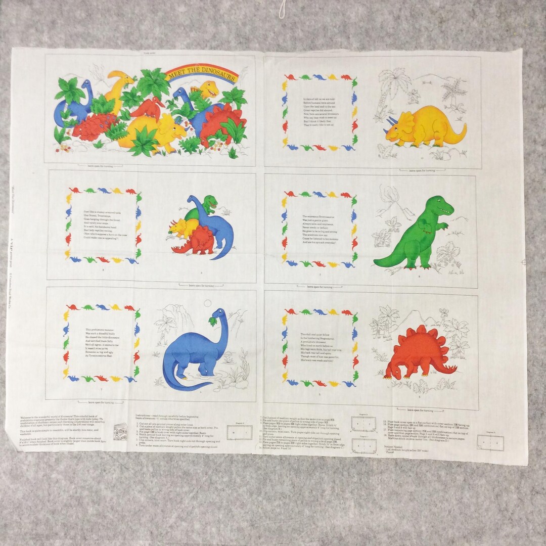 Meet the DINOSAURS Book Cut & Sew Fabric Book Panels VIP Cranston - Etsy