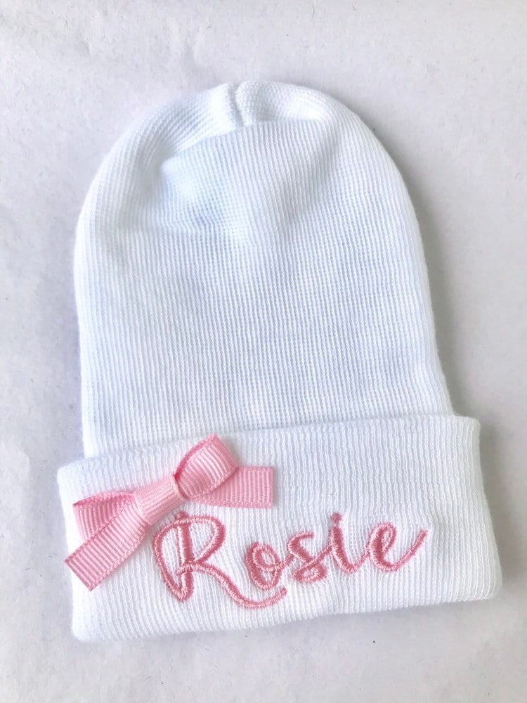 Embroidered Baby Hat, Embroidered Baby Gift, Embroidered Hospital Hat ...