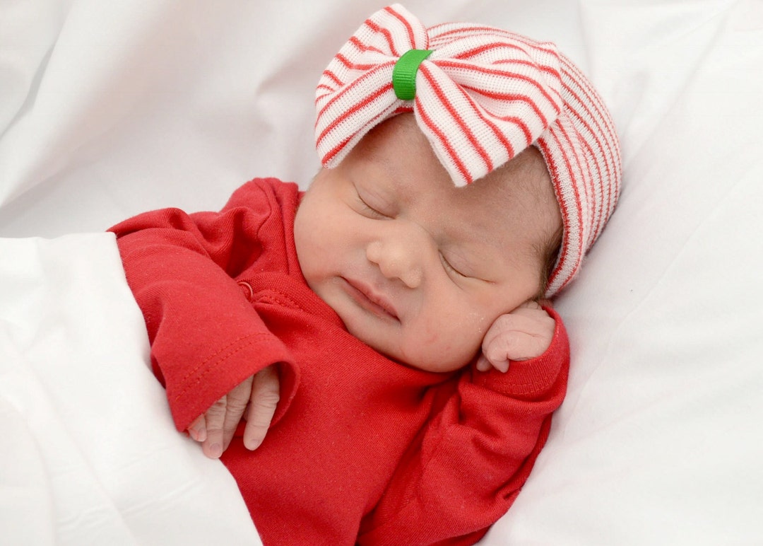 Christmas Baby Hat, Christmas Hospital Hat, Red Green Baby Hat, Red ...
