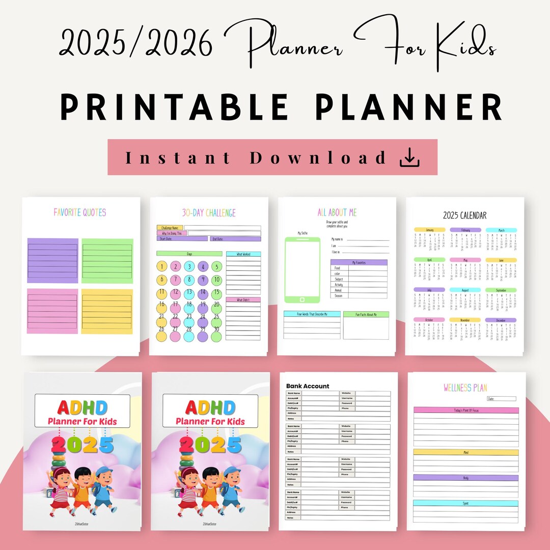 2025/2026 Planner for Kids, Fun and Colorful Academic Organizer Stylish ...