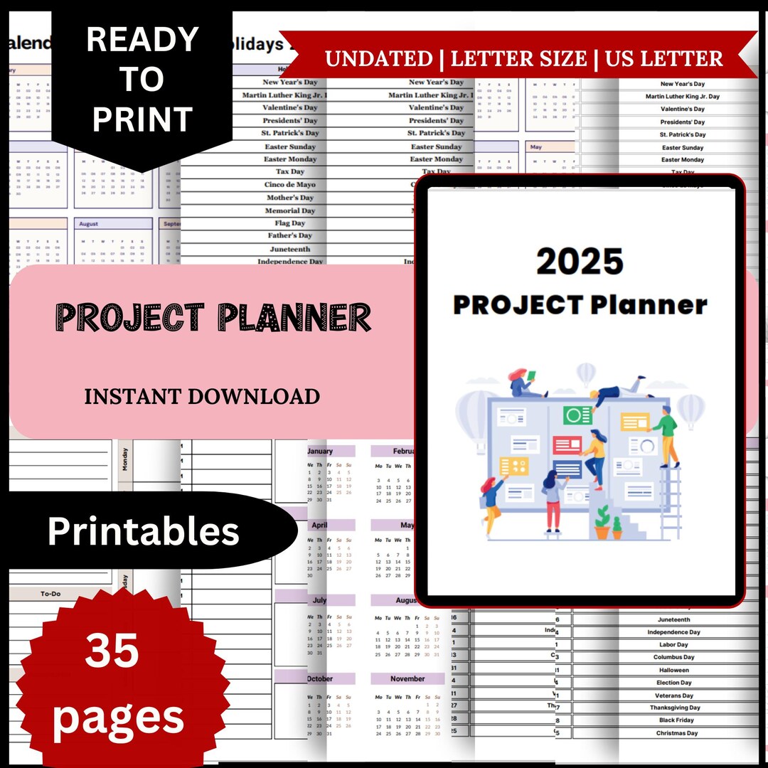 2025 Project Planner Schedule Organizer, Yearly Goal Planner, Time ...