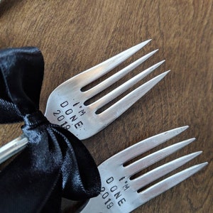 Stamped Fork Retirement or Graduation Gift- Stick a Fork in Me "i'm ...