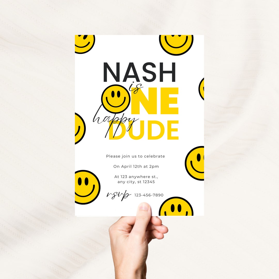 One Happy Dude Invitation | Boy First Birthday | 1st Birthday Invite ...